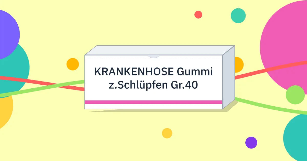 Symbolbild: Packung mit der Aufschrift KRANKENHOSE Gummi z.Schlüpfen Gr.40 (PZN 01979954) – Verfügbarkeit und Bezug in Apotheken in Frankfurt am Main