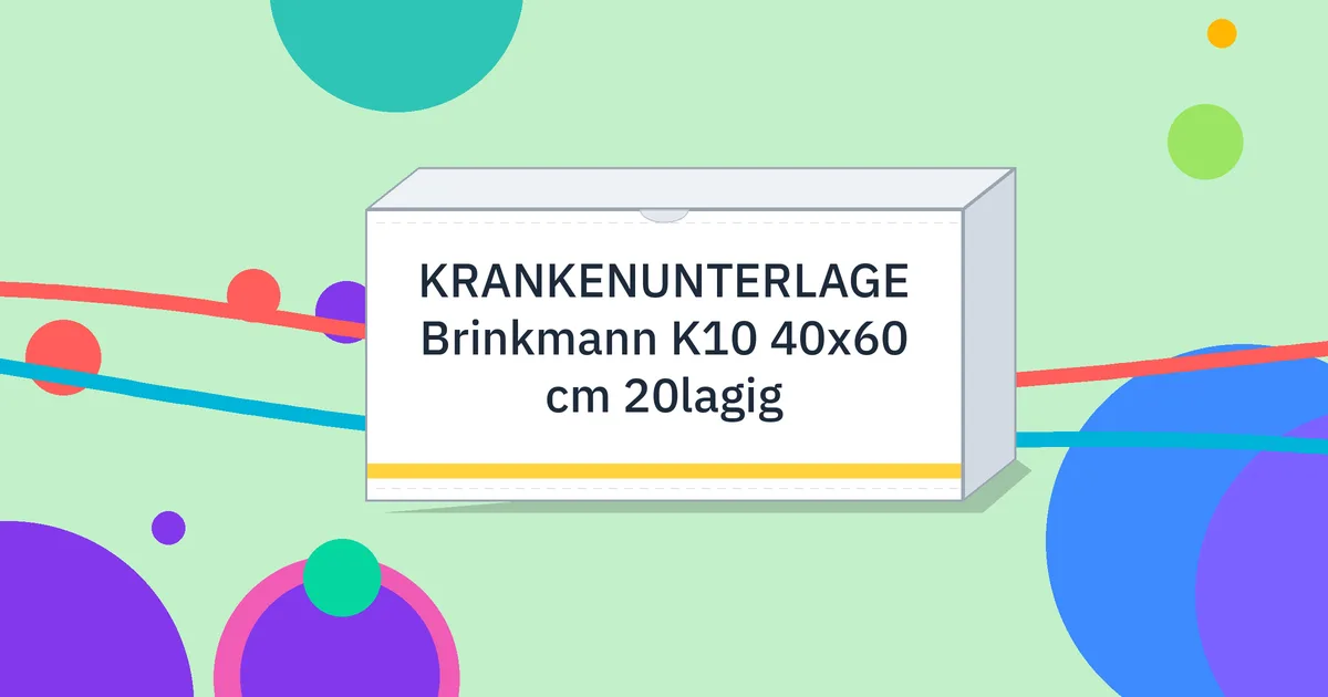 Symbolbild: Packung mit der Aufschrift KRANKENUNTERLAGE Brinkmann K10 40x60 cm 20lagig (PZN 03158227) – Verfügbarkeit und Bezug in Apotheken in Frankfurt am Main