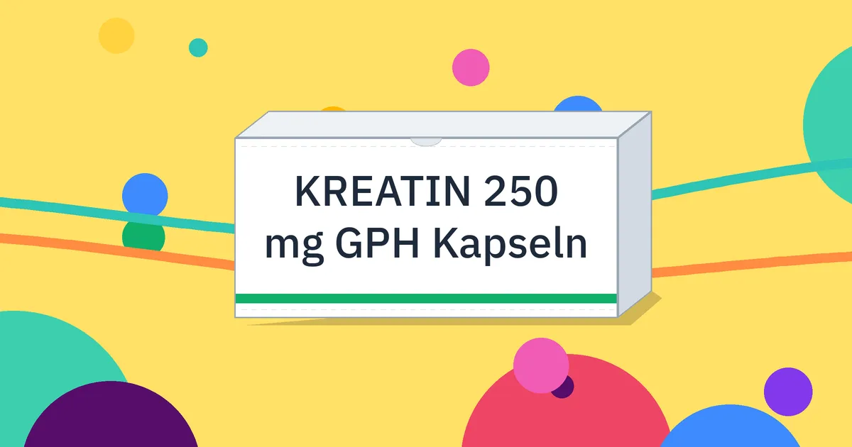 Symbolbild: Packung mit der Aufschrift KREATIN 250 mg GPH Kapseln (PZN 09324336) – Verfügbarkeit und Bezug in Apotheken in Frankfurt am Main
