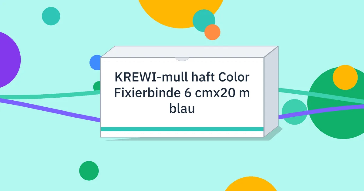 Symbolbild: Packung mit der Aufschrift KREWI-mull haft Color Fixierbinde 6 cmx20 m blau (PZN 11338713) – Verfügbarkeit und Bezug in Apotheken in Frankfurt am Main