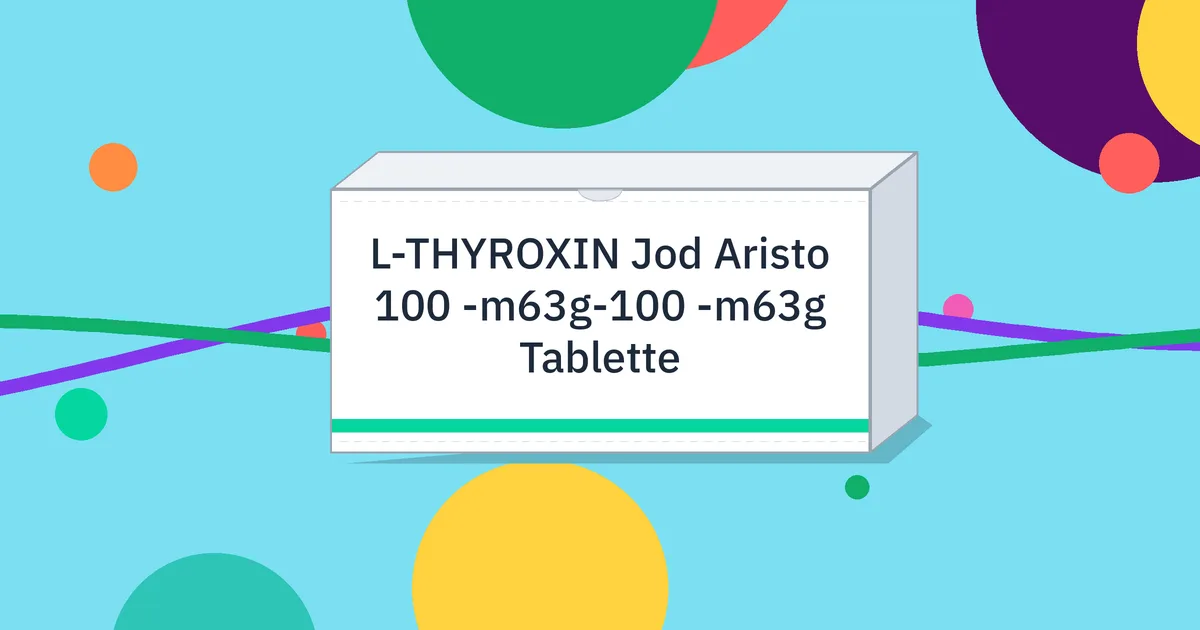 Symbolbild: Packung mit der Aufschrift L-THYROXIN Jod Aristo 100 -m63g-100 -m63g Tablette (PZN 03419596) – Verfügbarkeit und Bezug in Apotheken in Frankfurt am Main