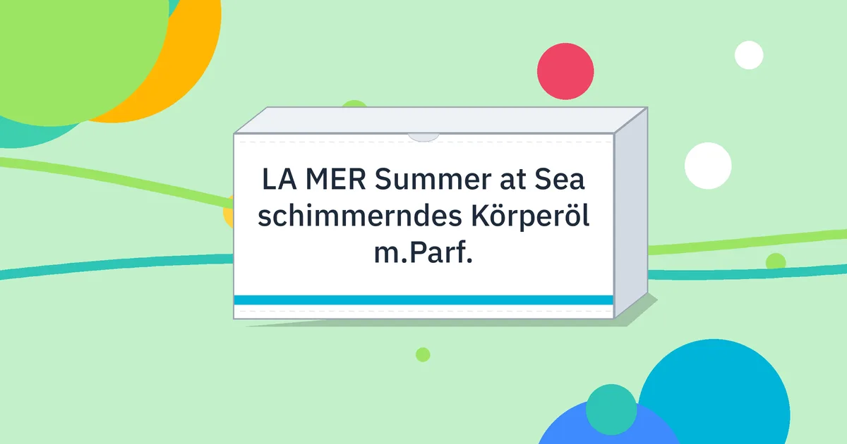 Symbolbild: Packung mit der Aufschrift LA MER Summer at Sea schimmerndes Körperöl m.Parf. (PZN 18321437) – Verfügbarkeit und Bezug in Apotheken in Frankfurt am Main