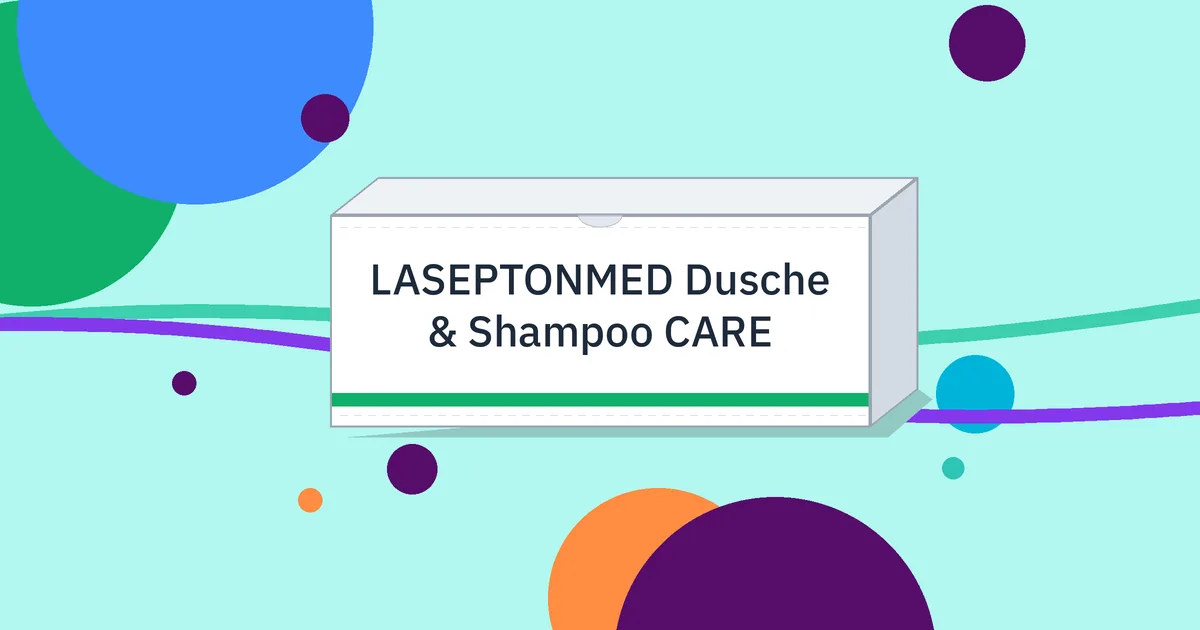 Symbolbild: Packung mit der Aufschrift LASEPTONMED Dusche & Shampoo CARE (PZN 11017535) – Verfügbarkeit und Bezug in Apotheken in Frankfurt am Main