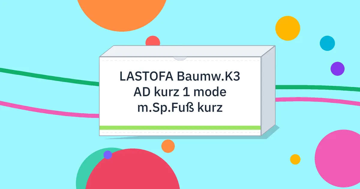 Symbolbild: Packung mit der Aufschrift LASTOFA Baumw.K3 AD kurz 1 mode m.Sp.Fuß kurz (PZN 01953469) – Verfügbarkeit und Bezug in Apotheken in Frankfurt am Main