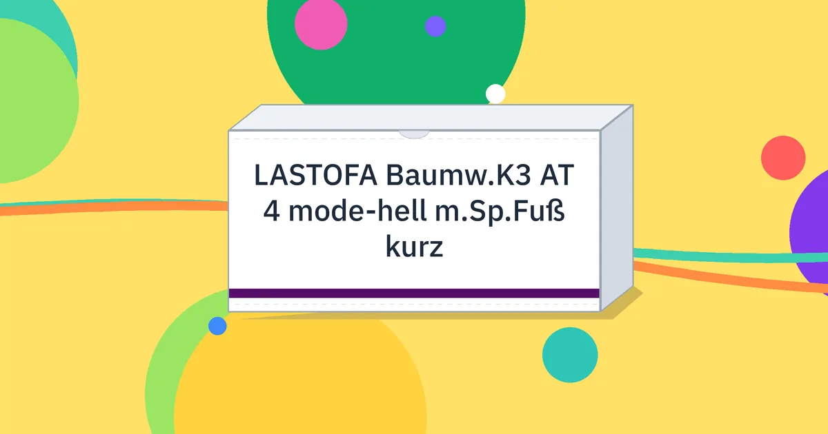 Symbolbild: Packung mit der Aufschrift LASTOFA Baumw.K3 AT 4 mode-hell m.Sp.Fuß kurz (PZN 01957993) – Verfügbarkeit und Bezug in Apotheken in Frankfurt am Main