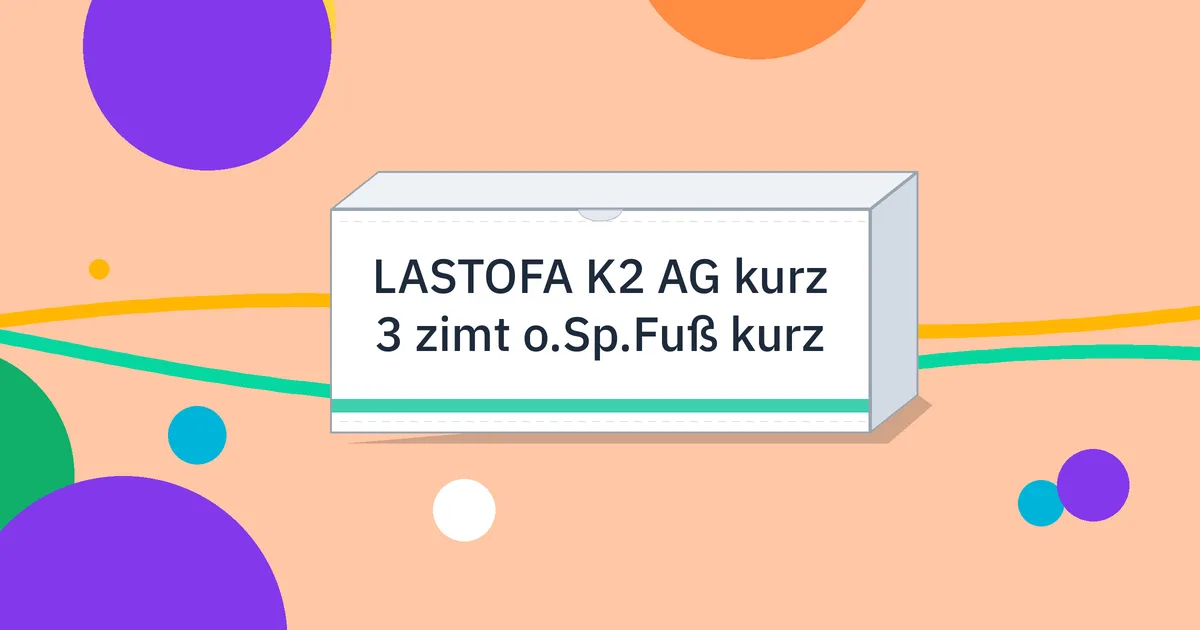 Symbolbild: Packung mit der Aufschrift LASTOFA K2 AG kurz 3 zimt o.Sp.Fuß kurz (PZN 13804148) – Verfügbarkeit und Bezug in Apotheken in Frankfurt am Main