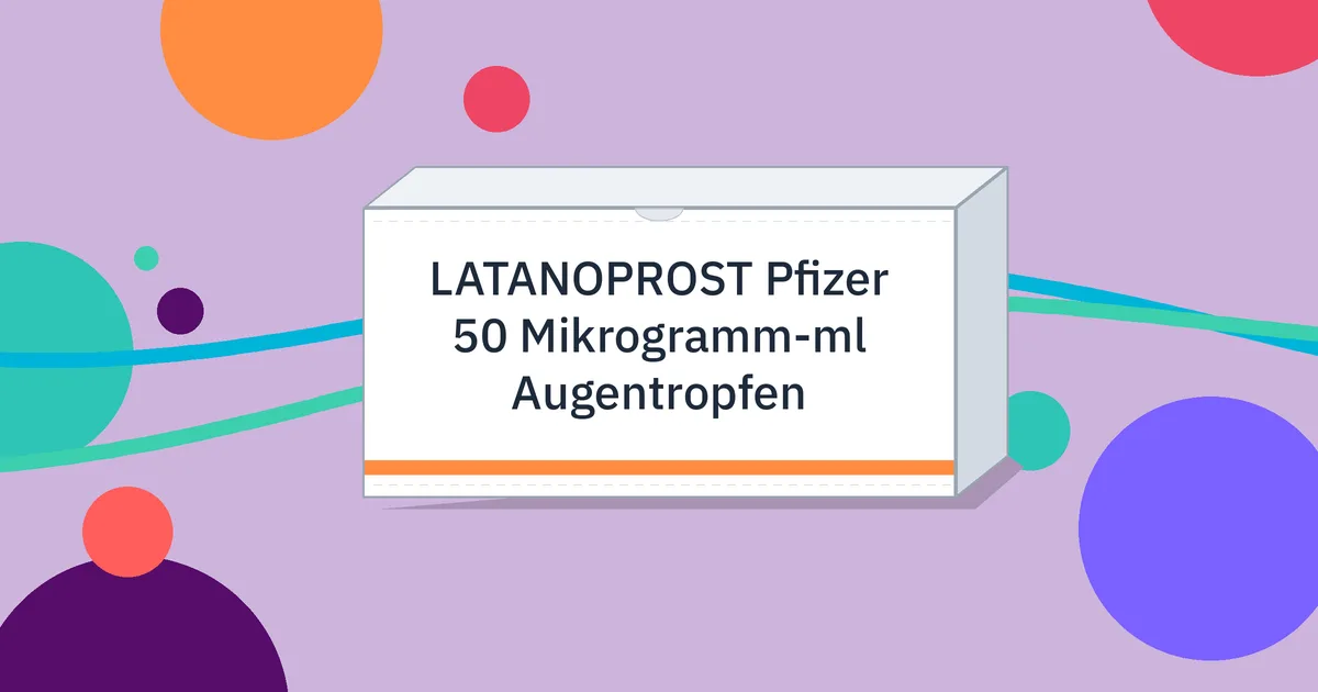 Symbolbild: Packung mit der Aufschrift LATANOPROST Pfizer 50 Mikrogramm-ml Augentropfen (PZN 09097254) – Verfügbarkeit und Bezug in Apotheken in Frankfurt am Main