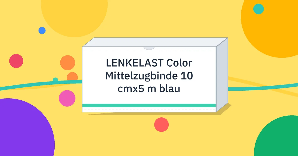 Symbolbild: Packung mit der Aufschrift LENKELAST Color Mittelzugbinde 10 cmx5 m blau (PZN 12774793) – Verfügbarkeit und Bezug in Apotheken in Frankfurt am Main