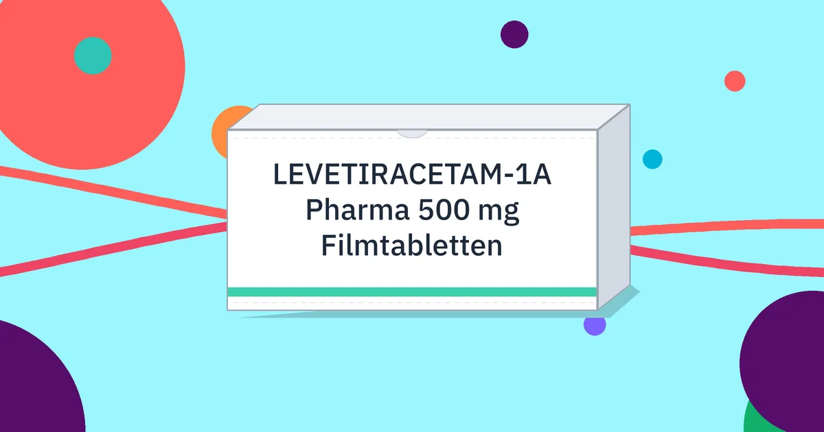 Symbolbild: Packung mit der Aufschrift LEVETIRACETAM-1A Pharma 500 mg Filmtabletten (PZN 09123359) – Verfügbarkeit und Bezug in Apotheken in Frankfurt am Main