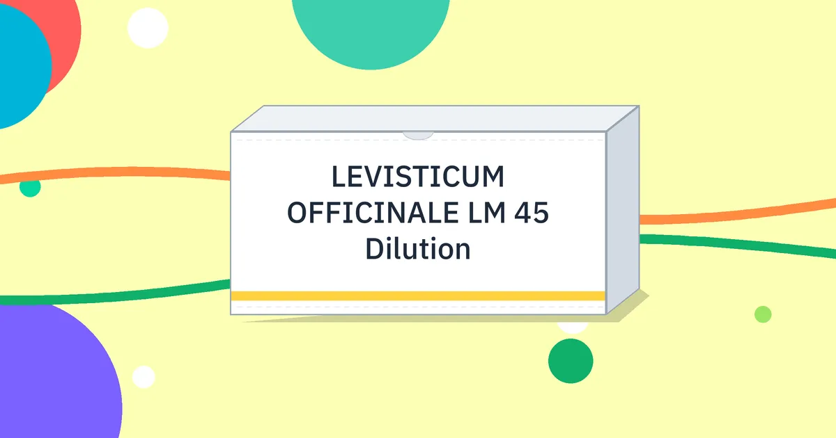 Symbolbild: Packung mit der Aufschrift LEVISTICUM OFFICINALE LM 45 Dilution (PZN 13528493) – Verfügbarkeit und Bezug in Apotheken in Frankfurt am Main
