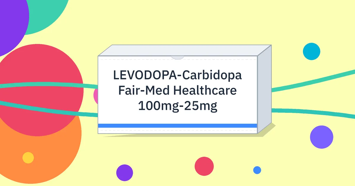 Symbolbild: Packung mit der Aufschrift LEVODOPA-Carbidopa Fair-Med Healthcare 100mg-25mg (PZN 12484055) – Verfügbarkeit und Bezug in Apotheken in Frankfurt am Main