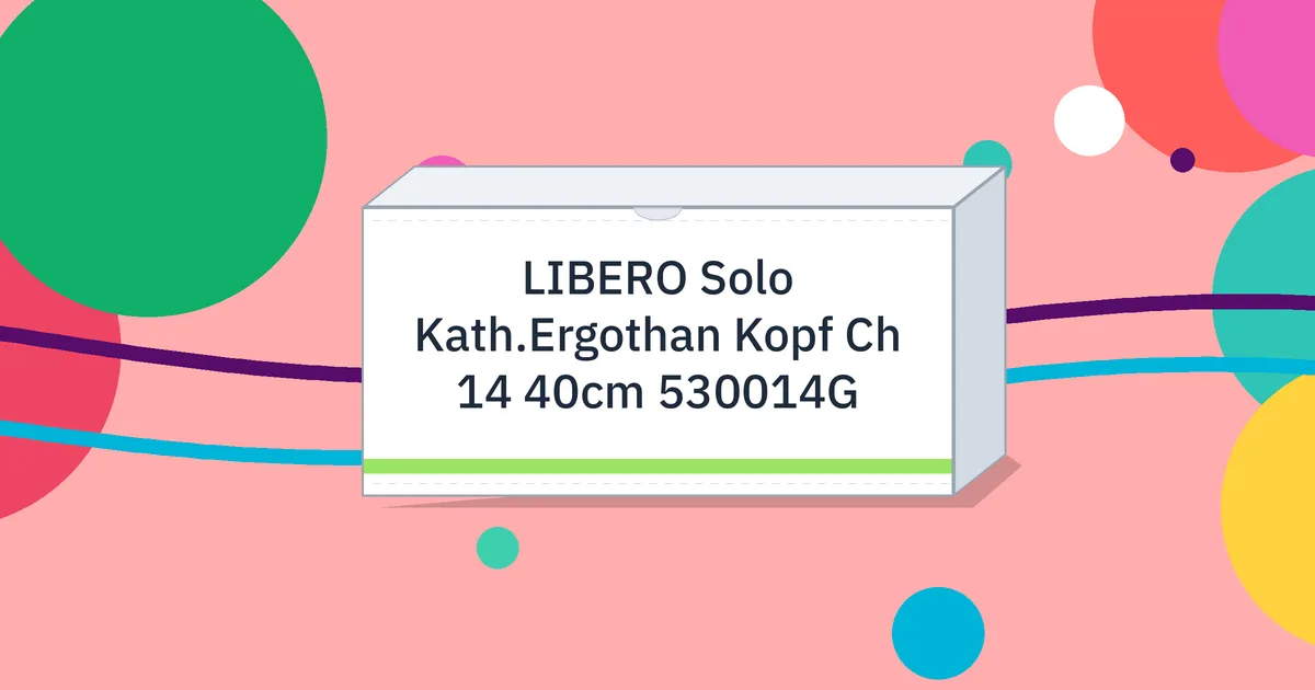 Symbolbild: Packung mit der Aufschrift LIBERO Solo Kath.Ergothan Kopf Ch 14 40cm 530014G (PZN 00840183) – Verfügbarkeit und Bezug in Apotheken in Frankfurt am Main