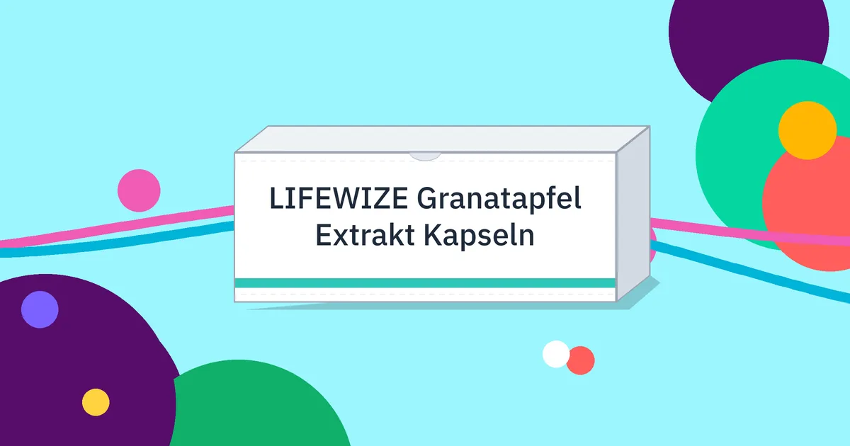 Symbolbild: Packung mit der Aufschrift LIFEWIZE Granatapfel Extrakt Kapseln (PZN 16044850) – Verfügbarkeit und Bezug in Apotheken in Frankfurt am Main