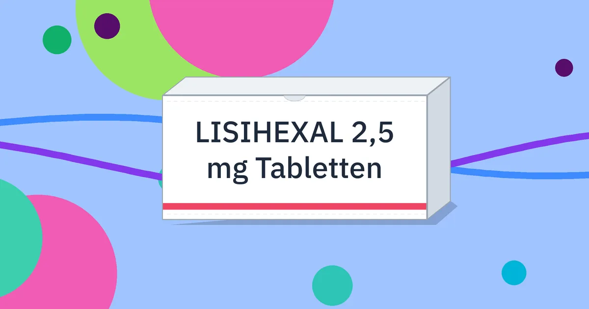 Symbolbild: Packung mit der Aufschrift LISIHEXAL 2,5 mg Tabletten (PZN 01201628) – Verfügbarkeit und Bezug in Apotheken in Frankfurt am Main