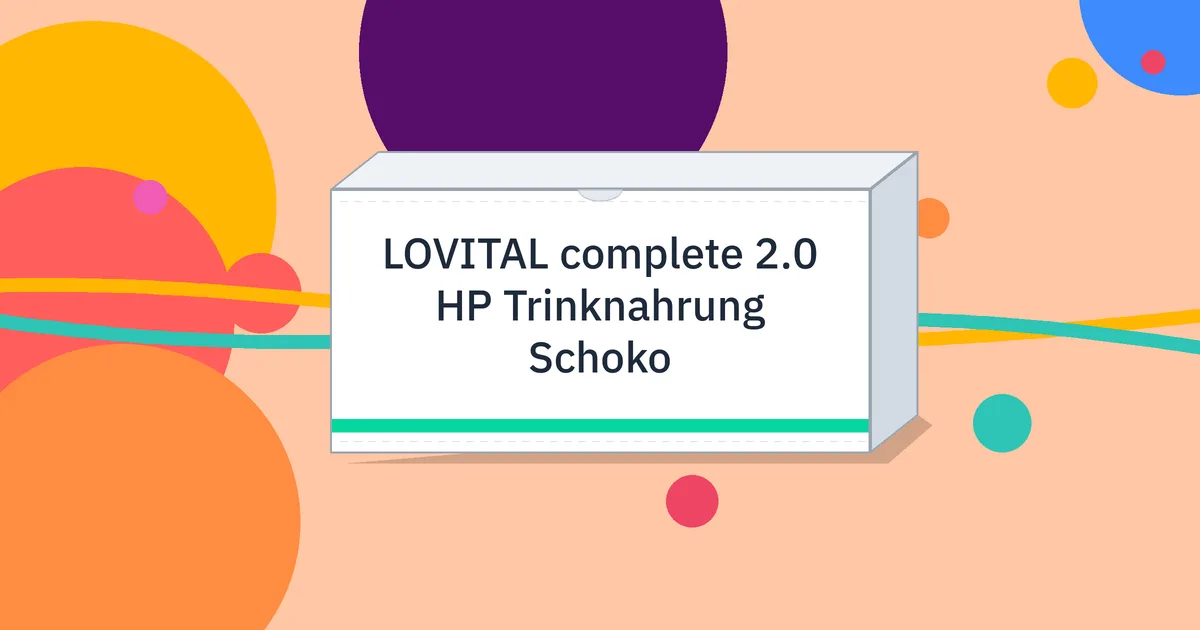 Symbolbild: Packung mit der Aufschrift LOVITAL complete 2.0 HP Trinknahrung Schoko (PZN 17161581) – Verfügbarkeit und Bezug in Apotheken in Frankfurt am Main