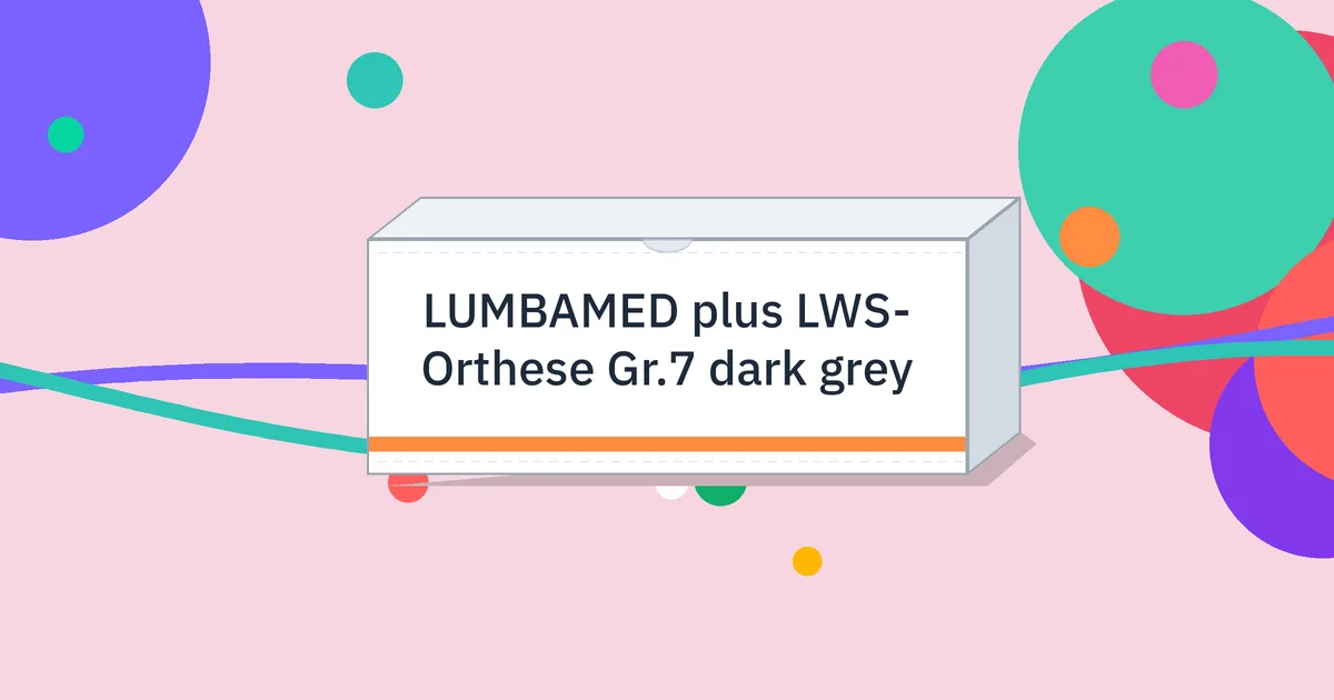 Symbolbild: Packung mit der Aufschrift LUMBAMED plus LWS-Orthese Gr.7 dark grey (PZN 20520316) – Verfügbarkeit und Bezug in Apotheken in Frankfurt am Main