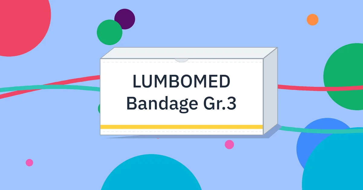 Symbolbild: Packung mit der Aufschrift LUMBOMED Bandage Gr.3 (PZN 02885238) – Verfügbarkeit und Bezug in Apotheken in Frankfurt am Main