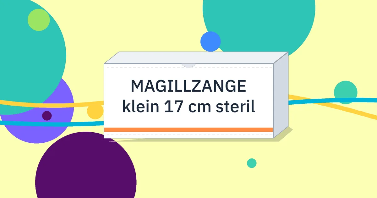 Symbolbild: Packung mit der Aufschrift MAGILLZANGE klein 17 cm steril (PZN 17248684) – Verfügbarkeit und Bezug in Apotheken in Frankfurt am Main