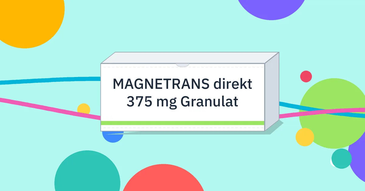 Symbolbild: Packung mit der Aufschrift MAGNETRANS direkt 375 mg Granulat (PZN 07758295) – Verfügbarkeit und Bezug in Apotheken in Frankfurt am Main