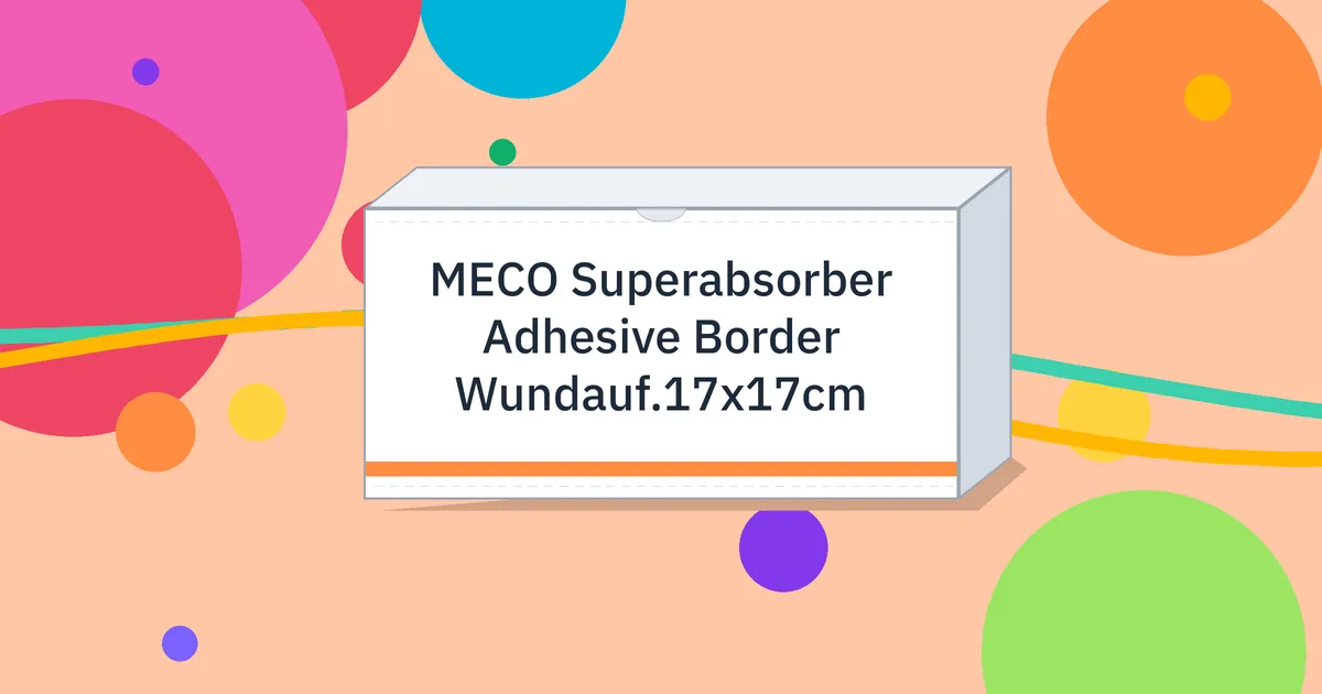 Symbolbild: Packung mit der Aufschrift MECO Superabsorber Adhesive Border Wundauf.17x17cm (PZN 20090815) – Verfügbarkeit und Bezug in Apotheken in Frankfurt am Main