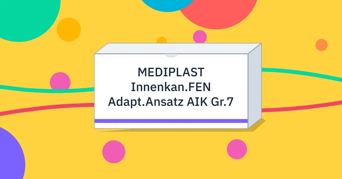Symbolbild: Packung mit der Aufschrift MEDIPLAST Innenkan.FEN Adapt.Ansatz AIK Gr.7 (PZN 04528175) – Verfügbarkeit und Bezug in Apotheken in Frankfurt am Main