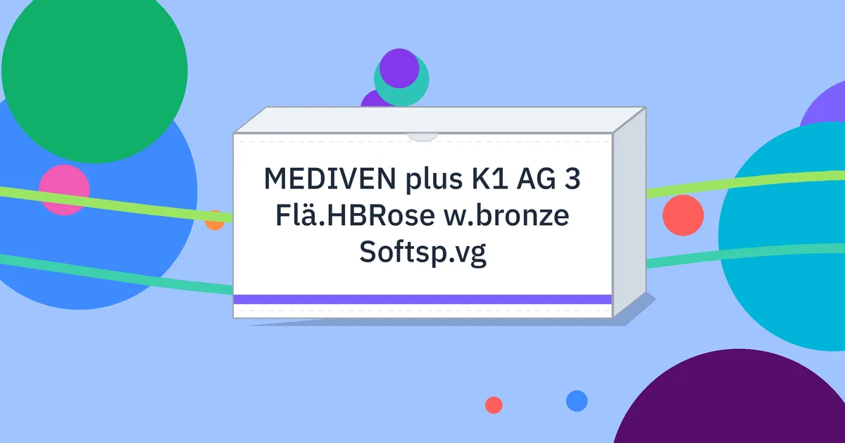Symbolbild: Packung mit der Aufschrift MEDIVEN plus K1 AG 3 Flä.HBRose w.bronze Softsp.vg (PZN 15914237) – Verfügbarkeit und Bezug in Apotheken in Frankfurt am Main