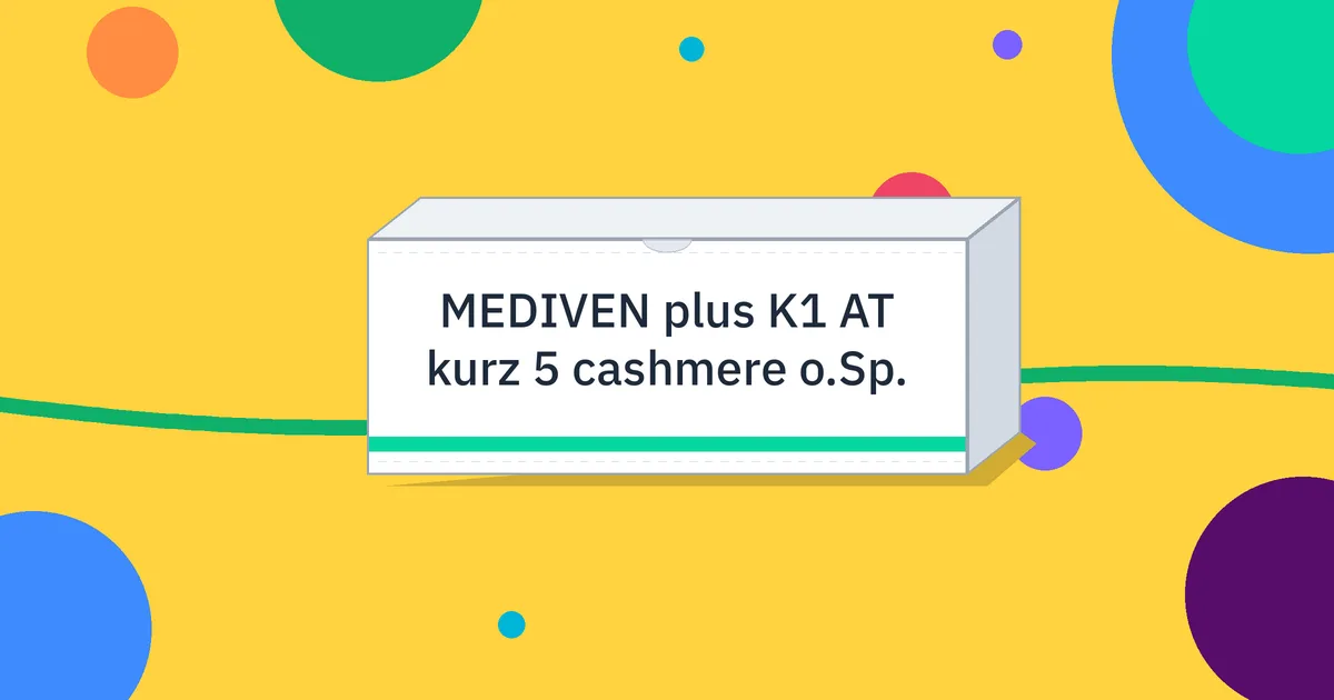 Symbolbild: Packung mit der Aufschrift MEDIVEN plus K1 AT kurz 5 cashmere o.Sp. (PZN 15026376) – Verfügbarkeit und Bezug in Apotheken in Frankfurt am Main