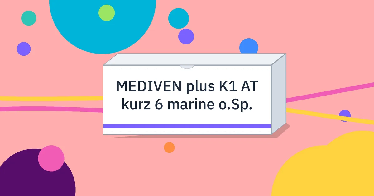 Symbolbild: Packung mit der Aufschrift MEDIVEN plus K1 AT kurz 6 marine o.Sp. (PZN 15025922) – Verfügbarkeit und Bezug in Apotheken in Frankfurt am Main