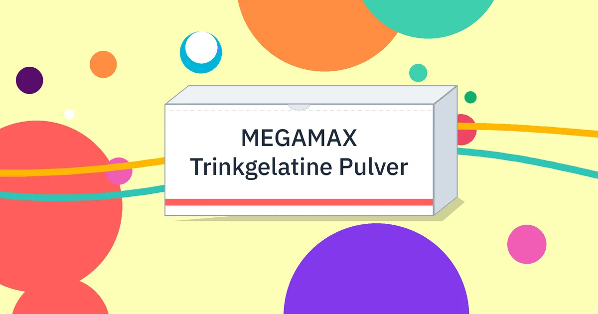 Symbolbild: Packung mit der Aufschrift MEGAMAX Trinkgelatine Pulver (PZN 08763252) – Verfügbarkeit und Bezug in Apotheken in Frankfurt am Main