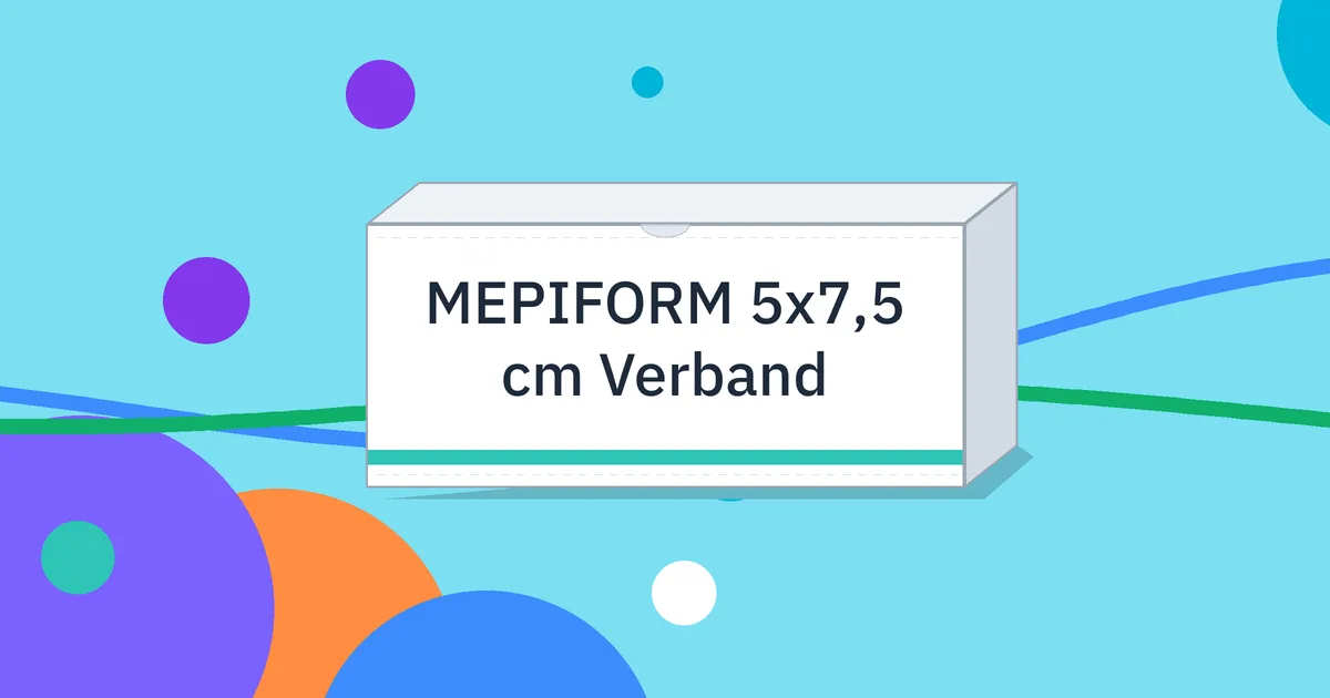 Symbolbild: Packung mit der Aufschrift MEPIFORM 5x7,5 cm Verband (PZN 04040456) – Verfügbarkeit und Bezug in Apotheken in Frankfurt am Main