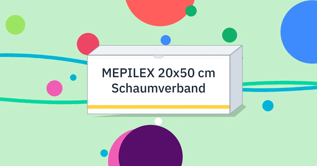 Symbolbild: Packung mit der Aufschrift MEPILEX 20x50 cm Schaumverband (PZN 20120019) – Verfügbarkeit und Bezug in Apotheken in Frankfurt am Main
