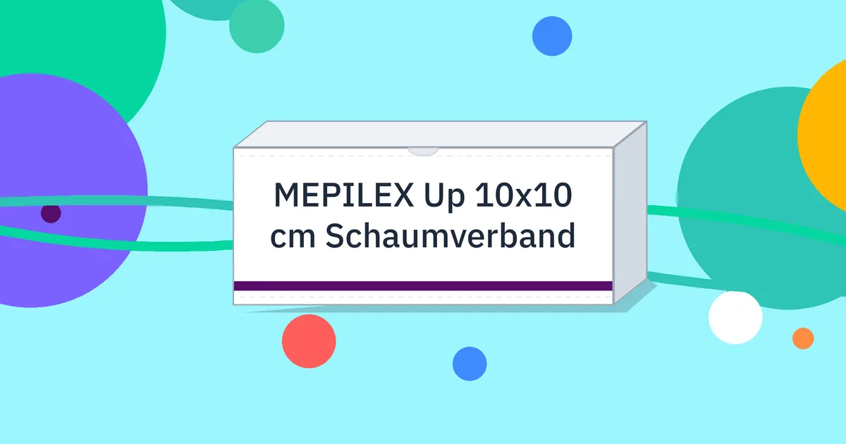 Symbolbild: Packung mit der Aufschrift MEPILEX Up 10x10 cm Schaumverband (PZN 20062411) – Verfügbarkeit und Bezug in Apotheken in Frankfurt am Main