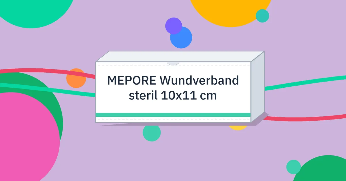 Symbolbild: Packung mit der Aufschrift MEPORE Wundverband steril 10x11 cm (PZN 12443398) – Verfügbarkeit und Bezug in Apotheken in Frankfurt am Main