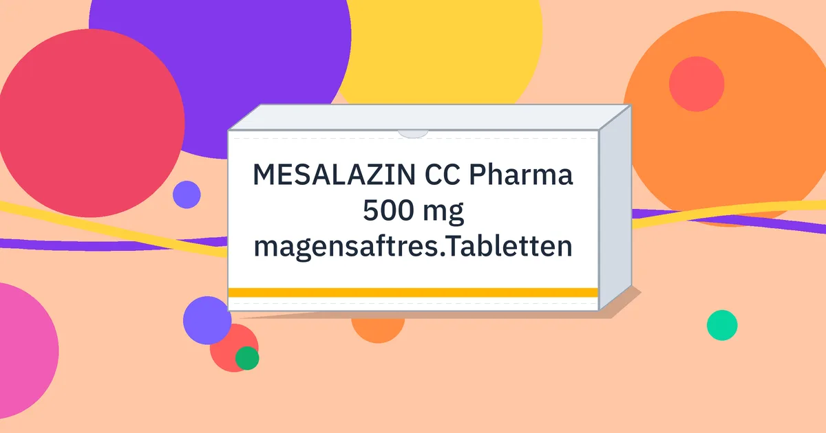 Symbolbild: Packung mit der Aufschrift MESALAZIN CC Pharma 500 mg magensaftres.Tabletten (PZN 06817883) – Verfügbarkeit und Bezug in Apotheken in Frankfurt am Main