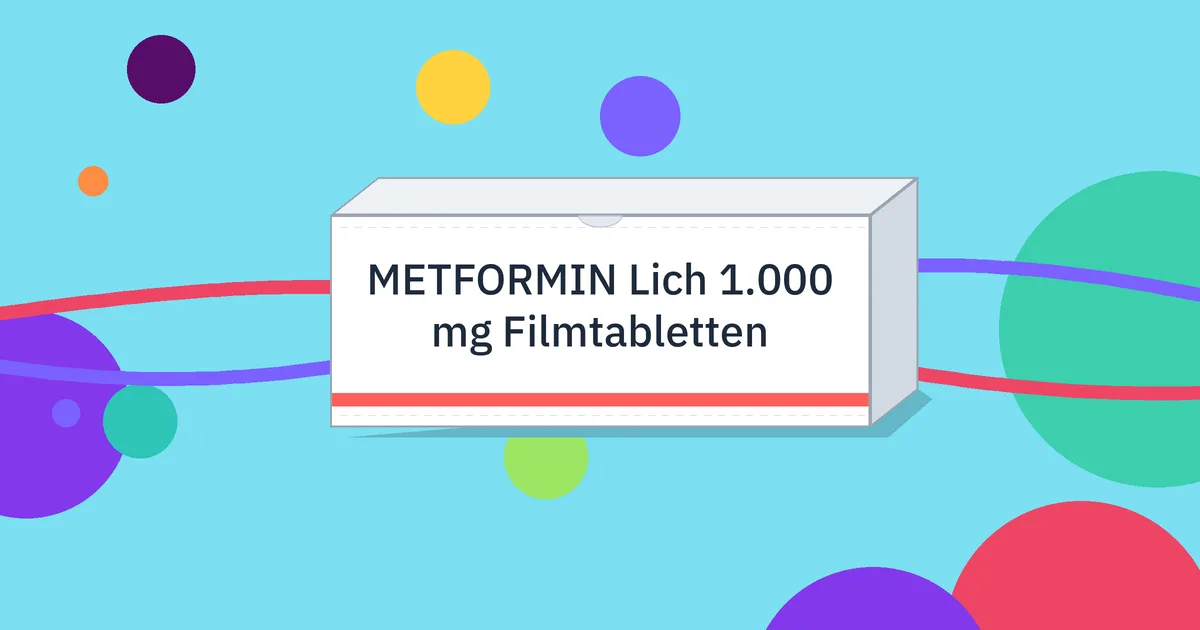 Symbolbild: Packung mit der Aufschrift METFORMIN Lich 1.000 mg Filmtabletten (PZN 08839133) – Verfügbarkeit und Bezug in Apotheken in Frankfurt am Main