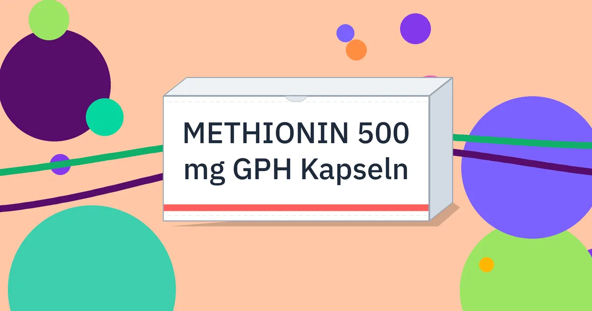 Symbolbild: Packung mit der Aufschrift METHIONIN 500 mg GPH Kapseln (PZN 00128303) – Verfügbarkeit und Bezug in Apotheken in Frankfurt am Main