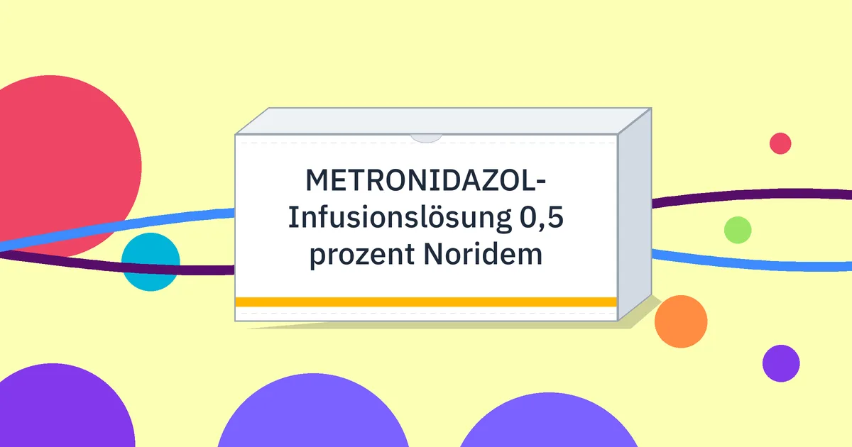 Symbolbild: Packung mit der Aufschrift METRONIDAZOL-Infusionslösung 0,5 prozent Noridem (PZN 13930249) – Verfügbarkeit und Bezug in Apotheken in Frankfurt am Main