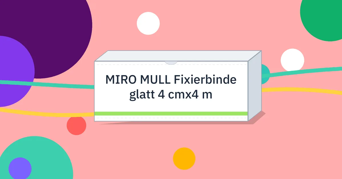 Symbolbild: Packung mit der Aufschrift MIRO MULL Fixierbinde glatt 4 cmx4 m (PZN 06854430) – Verfügbarkeit und Bezug in Apotheken in Frankfurt am Main