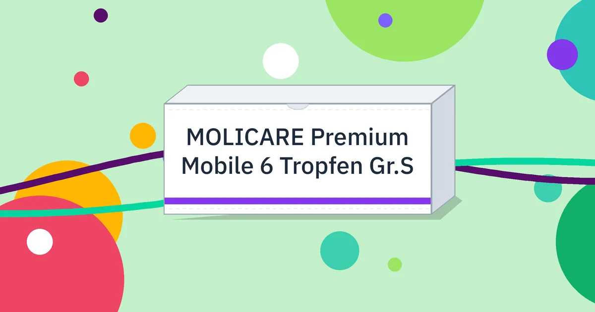 Symbolbild: Packung mit der Aufschrift MOLICARE Premium Mobile 6 Tropfen Gr.S (PZN 17936444) – Verfügbarkeit und Bezug in Apotheken in Frankfurt am Main