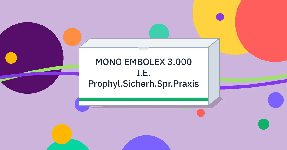 Symbolbild: Packung mit der Aufschrift MONO EMBOLEX 3.000 I.E. Prophyl.Sicherh.Spr.Praxis (PZN 09760132) – Verfügbarkeit und Bezug in Apotheken in Frankfurt am Main