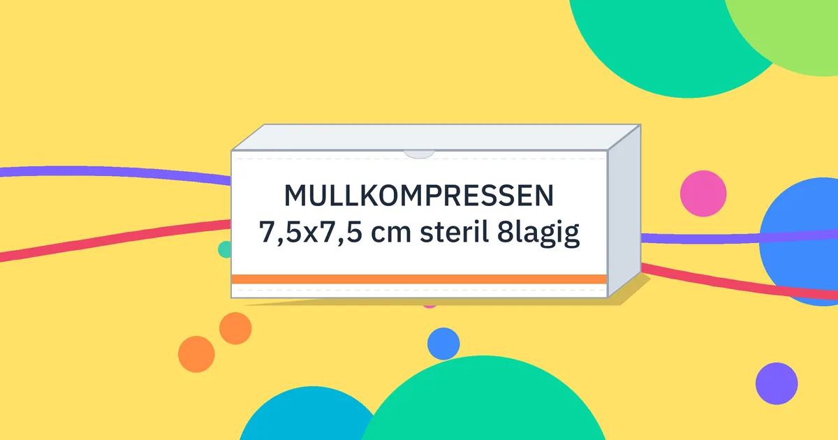 Symbolbild: Packung mit der Aufschrift MULLKOMPRESSEN 7,5x7,5 cm steril 8lagig (PZN 17563167) – Verfügbarkeit und Bezug in Apotheken in Frankfurt am Main