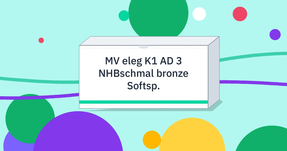 Symbolbild: Packung mit der Aufschrift MV eleg K1 AD 3 NHBschmal bronze Softsp. (PZN 15673845) – Verfügbarkeit und Bezug in Apotheken in Frankfurt am Main