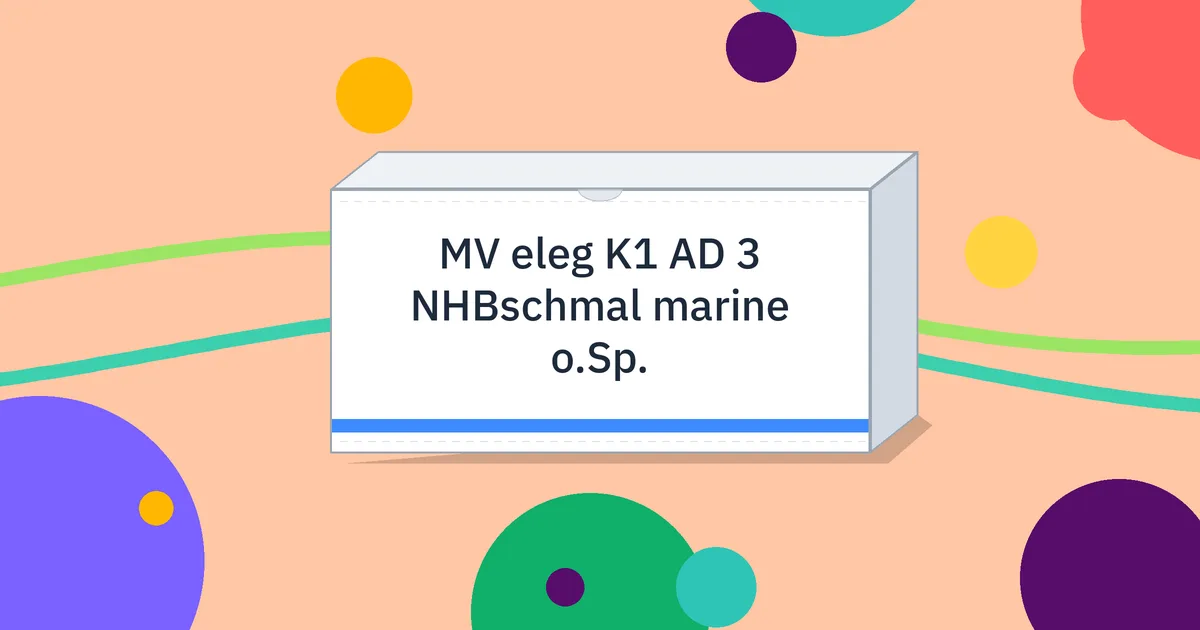 Symbolbild: Packung mit der Aufschrift MV eleg K1 AD 3 NHBschmal marine o.Sp. (PZN 15673911) – Verfügbarkeit und Bezug in Apotheken in Frankfurt am Main