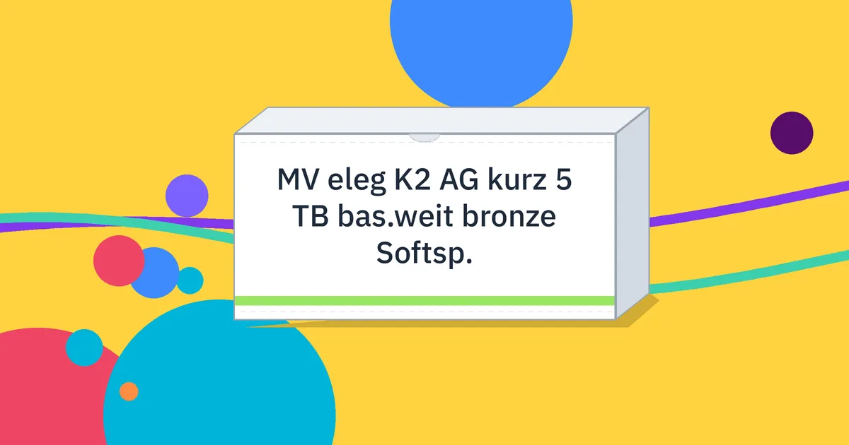 Symbolbild: Packung mit der Aufschrift MV eleg K2 AG kurz 5 TB bas.weit bronze Softsp. (PZN 14717670) – Verfügbarkeit und Bezug in Apotheken in Frankfurt am Main