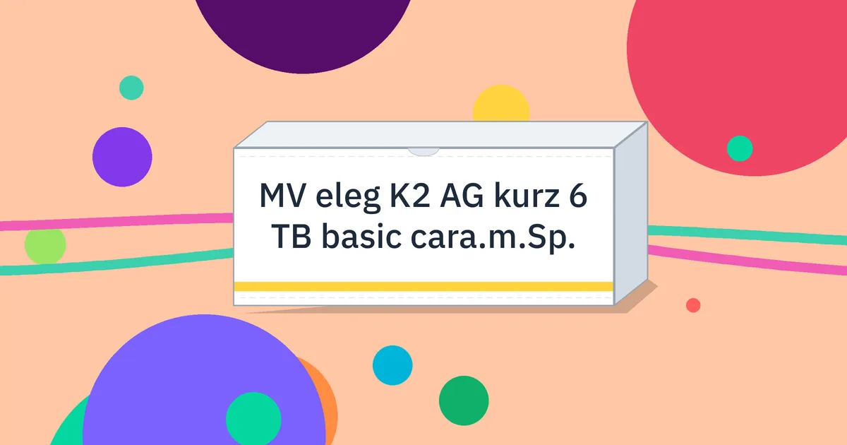 Symbolbild: Packung mit der Aufschrift MV eleg K2 AG kurz 6 TB basic cara.m.Sp. (PZN 00196836) – Verfügbarkeit und Bezug in Apotheken in Frankfurt am Main
