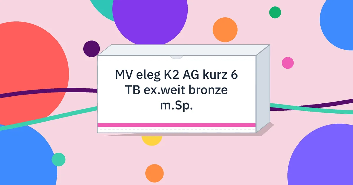 Symbolbild: Packung mit der Aufschrift MV eleg K2 AG kurz 6 TB ex.weit bronze m.Sp. (PZN 14717084) – Verfügbarkeit und Bezug in Apotheken in Frankfurt am Main