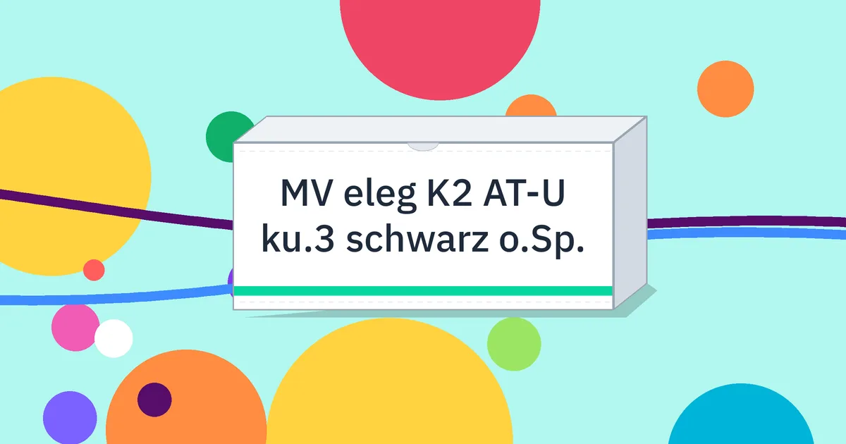 Symbolbild: Packung mit der Aufschrift MV eleg K2 AT-U ku.3 schwarz o.Sp. (PZN 00315672) – Verfügbarkeit und Bezug in Apotheken in Frankfurt am Main