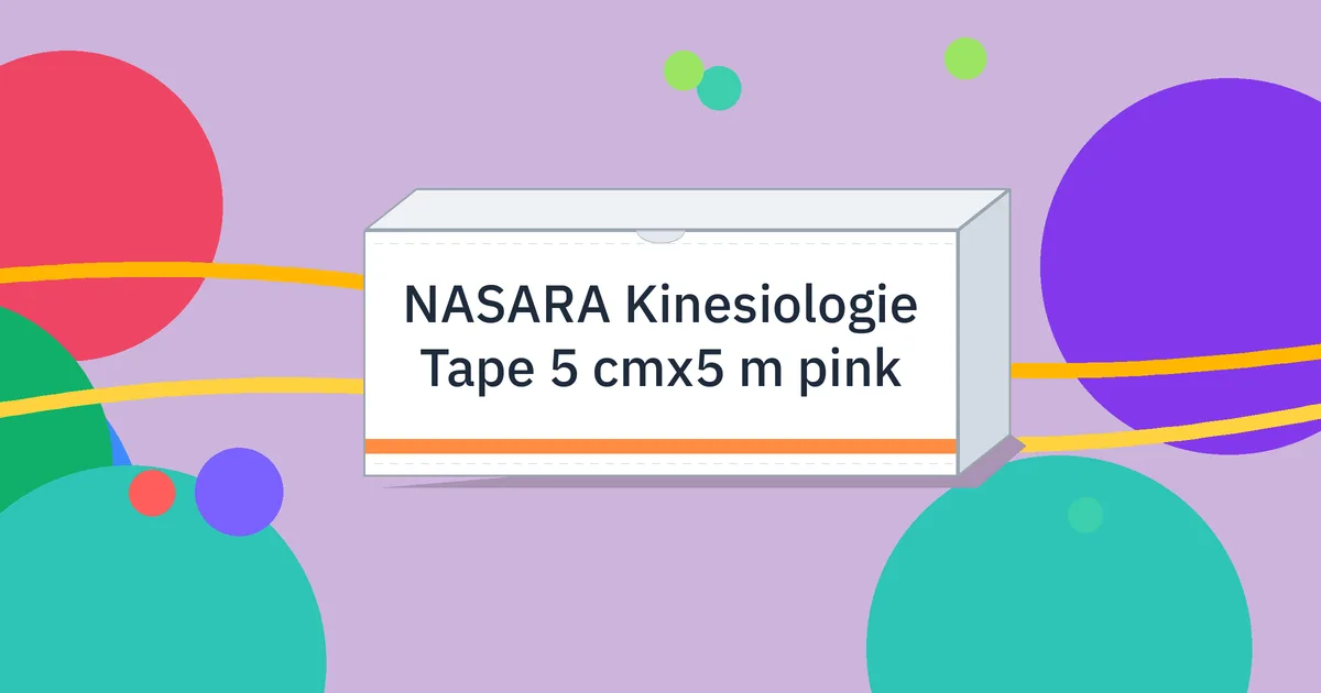Symbolbild: Packung mit der Aufschrift NASARA Kinesiologie Tape 5 cmx5 m pink (PZN 07125880) – Verfügbarkeit und Bezug in Apotheken in Frankfurt am Main
