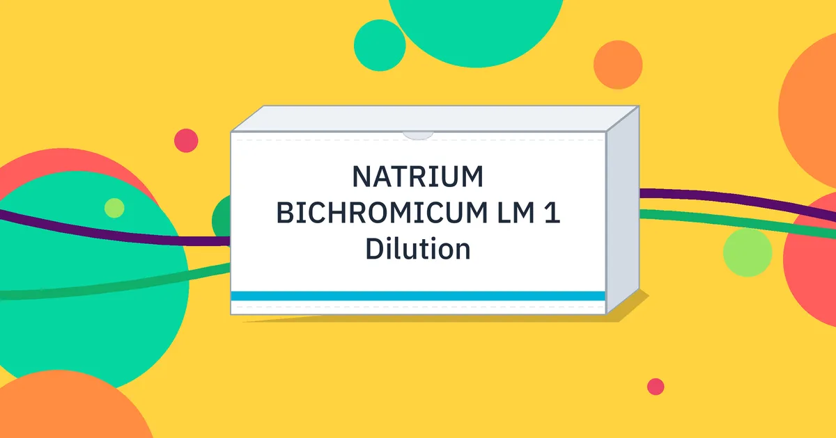Symbolbild: Packung mit der Aufschrift NATRIUM BICHROMICUM LM 1 Dilution (PZN 12960627) – Verfügbarkeit und Bezug in Apotheken in Frankfurt am Main