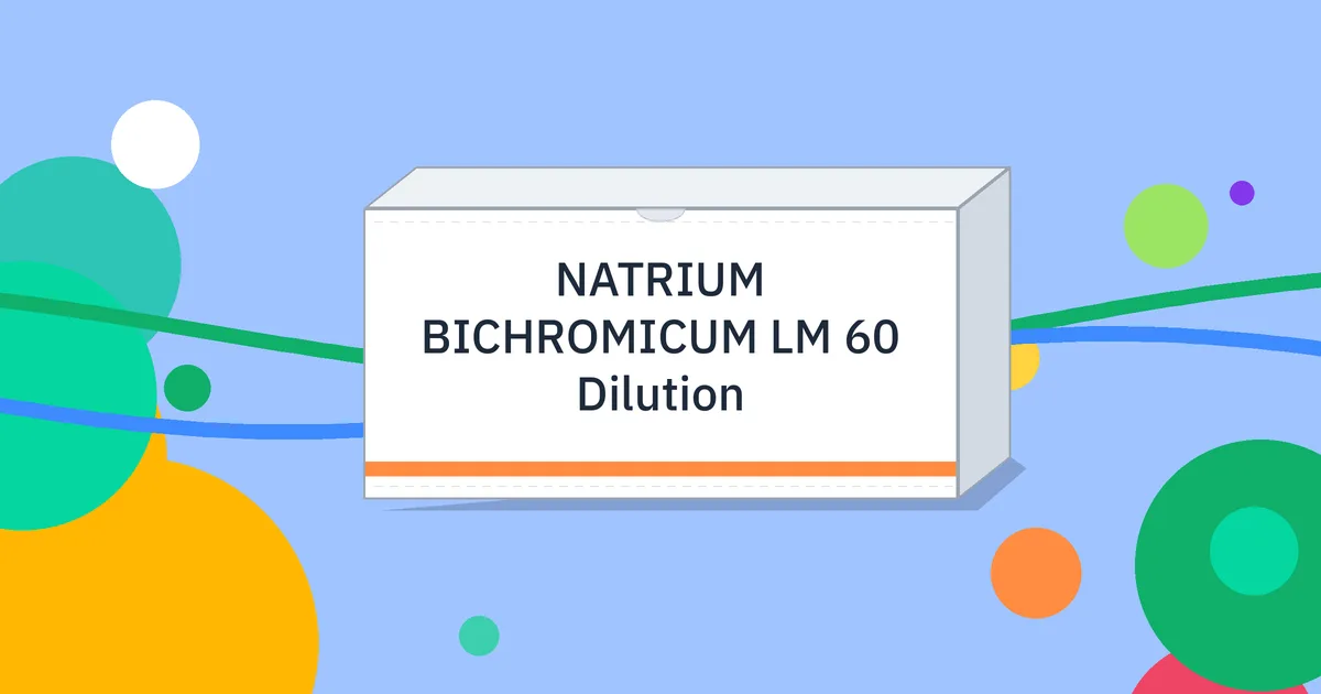Symbolbild: Packung mit der Aufschrift NATRIUM BICHROMICUM LM 60 Dilution (PZN 12961029) – Verfügbarkeit und Bezug in Apotheken in Frankfurt am Main